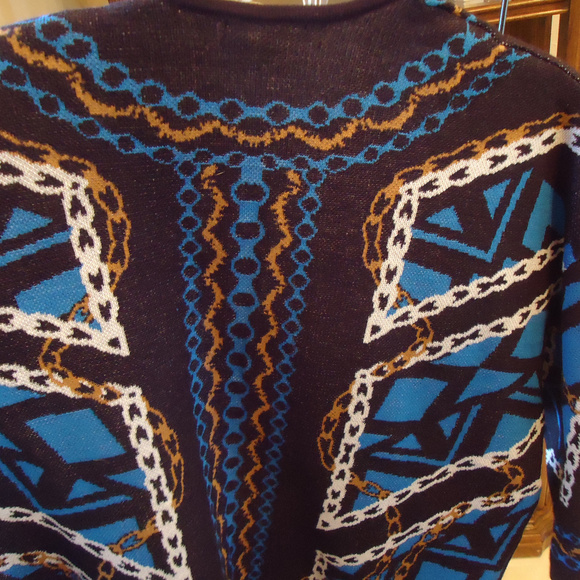 Jealous Tomato | Sweaters | New Black Blue Open Chain Print Jacket Ml ...